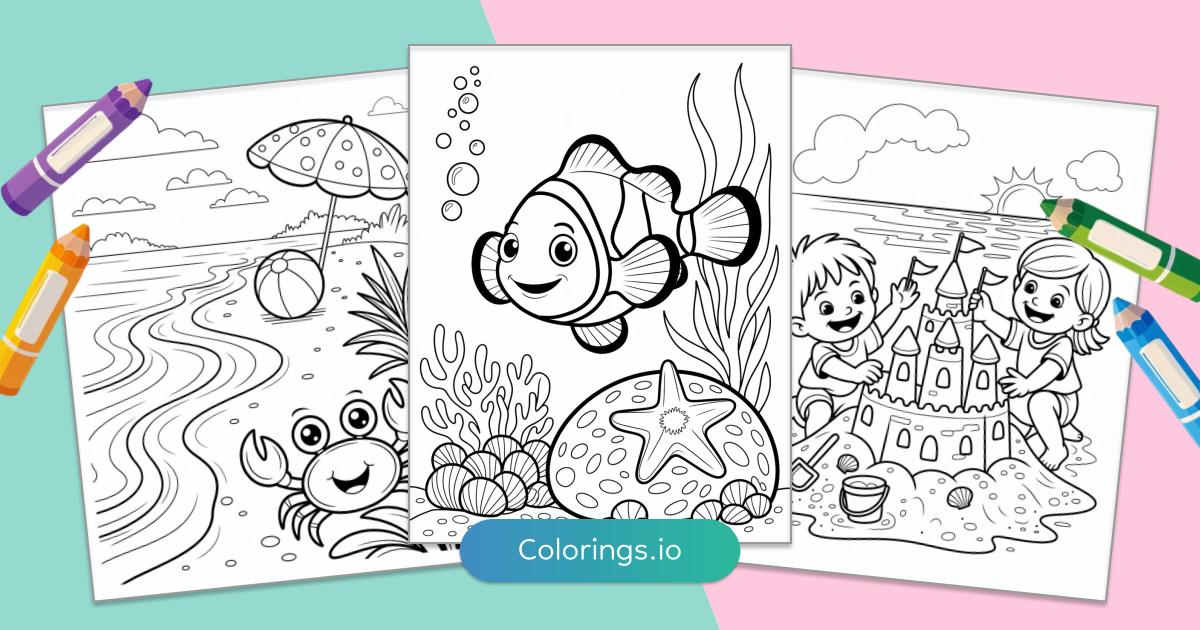 Free Beach Coloring Pages (PDF Printables) | Colorings