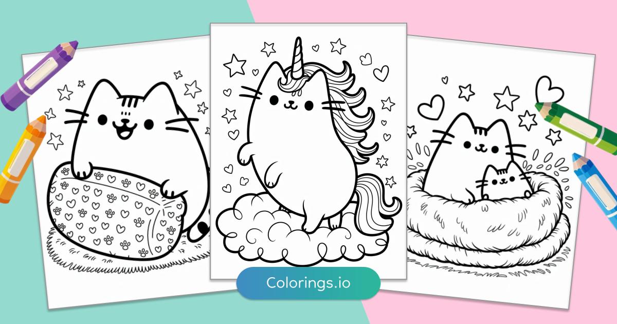 Free Pusheen Coloring Pages (PDF Printables) | Colorings